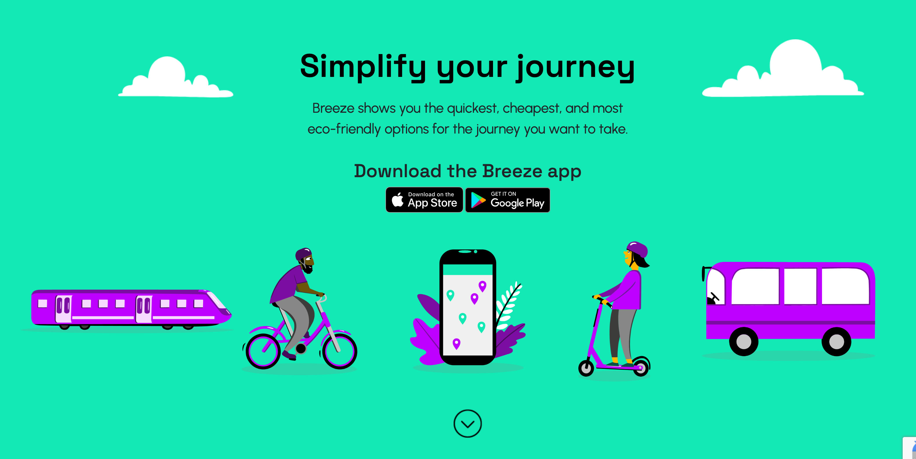Breeze Journey Planner App - Homepage